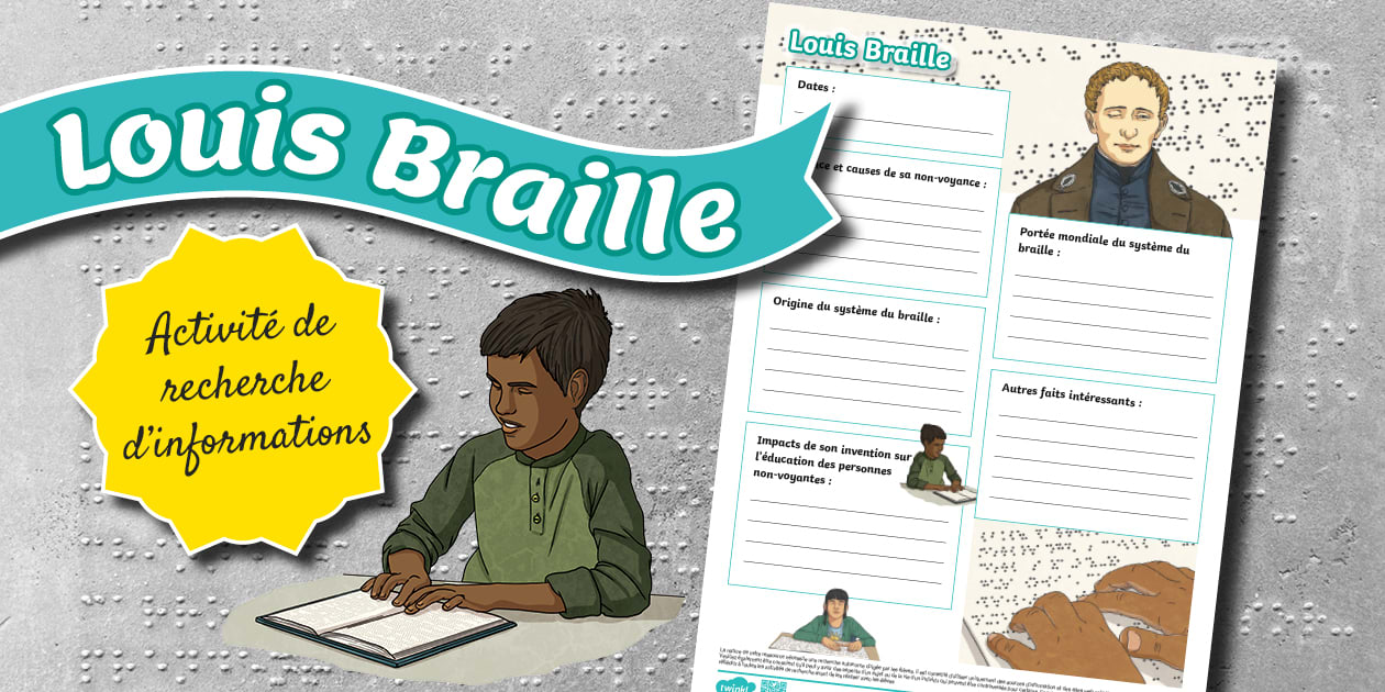 Fiche d'informations : Louis Braille - Twinkl