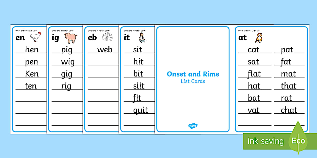 Onset and Rime List Challenge Cards (teacher made) - Twinkl