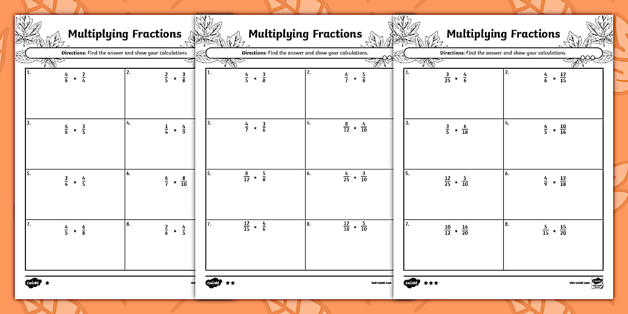 Seventh Grade Differentiated Fall Multiplying Fractions