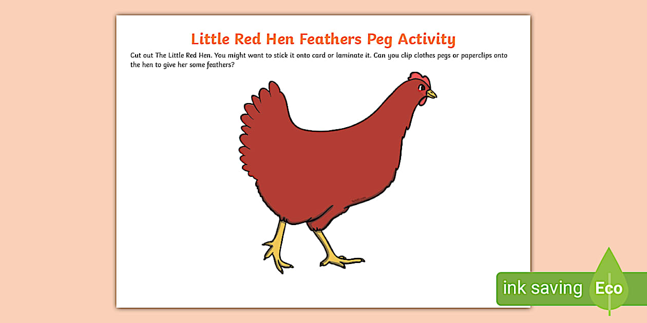 Little Red Hen Feathers Peg Activity | Twinkl (teacher made)
