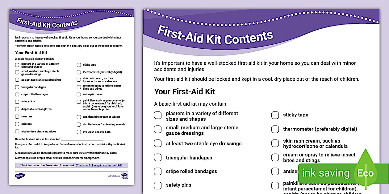Family First-Aid Kit Checklist