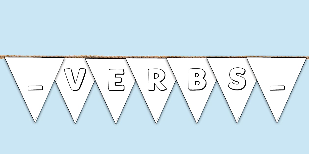 Verbs Colouring Display Bunting (teacher made) - Twinkl