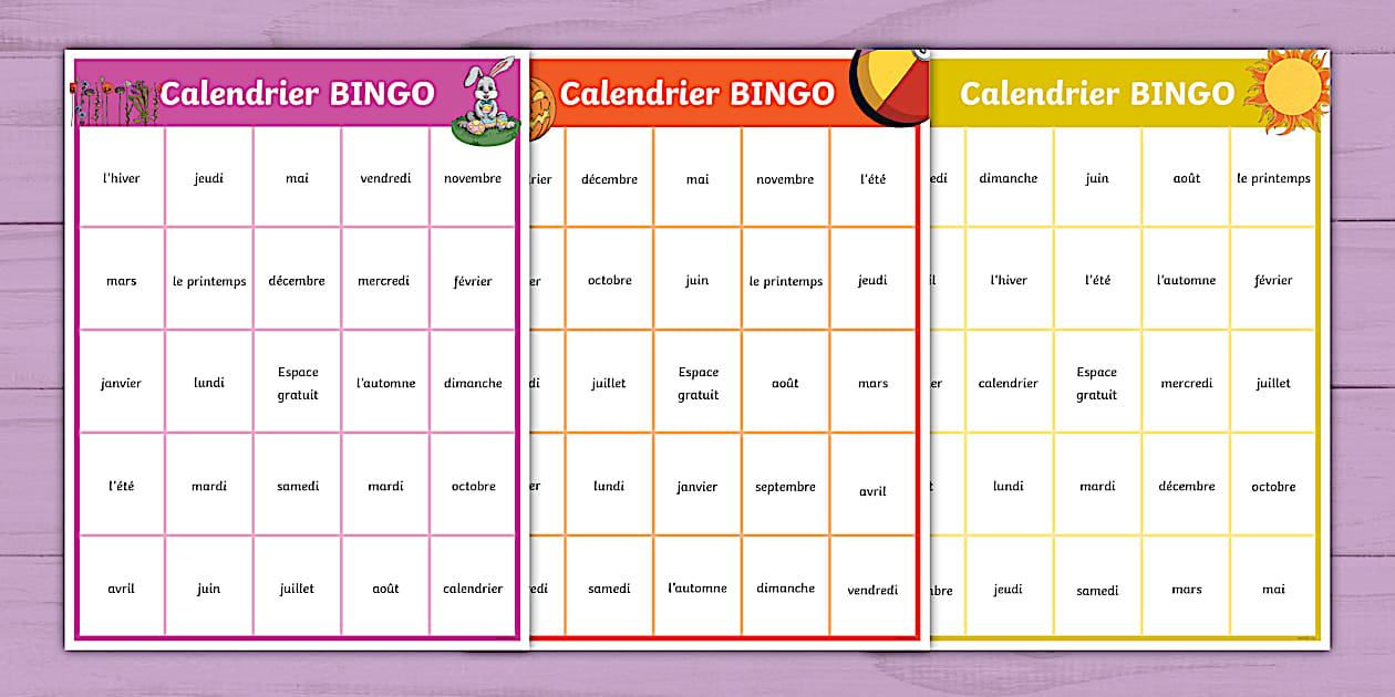Calendrier Bingo : Jeu Imprimable en français | Twinkl