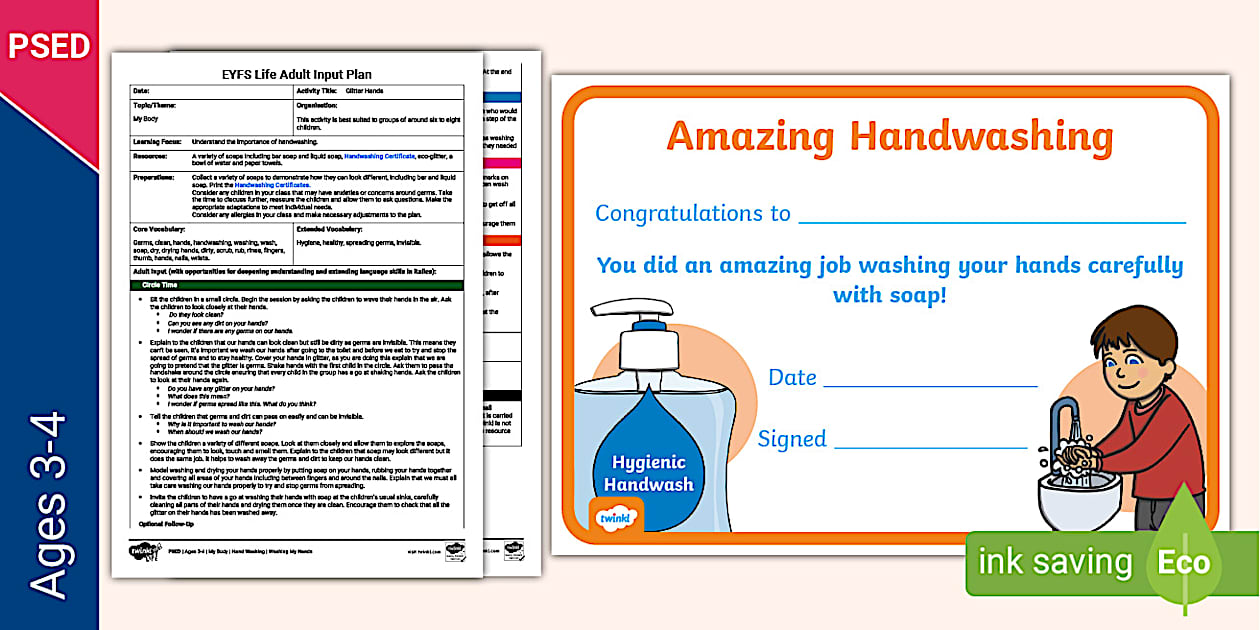 EYFS PSED Glitter Hands Adult Input Plan and Pack