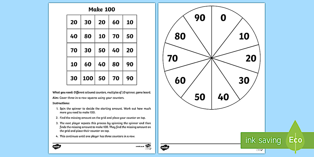 Making 100 Game - Mental Maths Warm Up + Revision - Twinkl