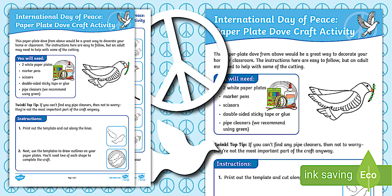 International Day of Peace - Paper Plate Dove Craft Activity