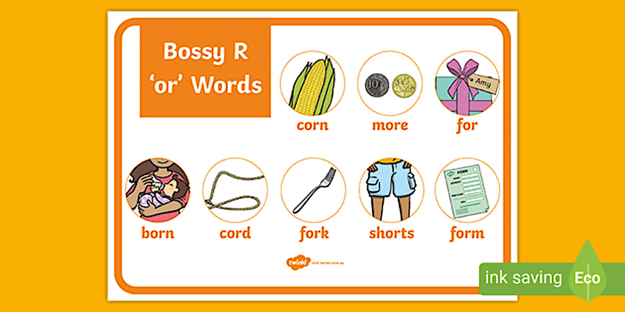 Bossy R - 'or' Words Display Poster (teacher made) - Twinkl