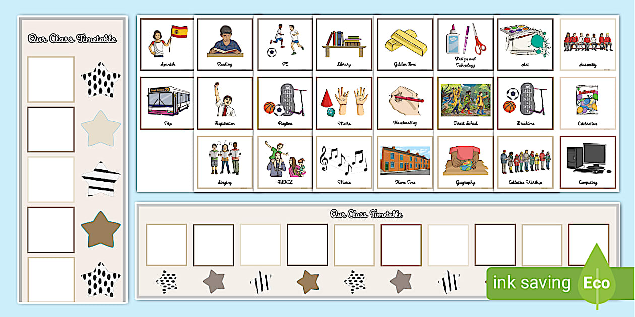 Neutral Tones Themed KS2 Visual Timetable Resource Pack
