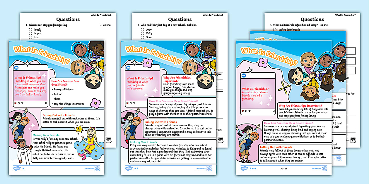 Reading Comprehension about Friendship PDF - KS1 Resource