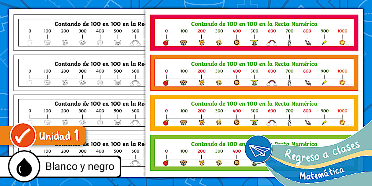 Tarjetas Contando de 100 en 100 hasta mil (teacher made)