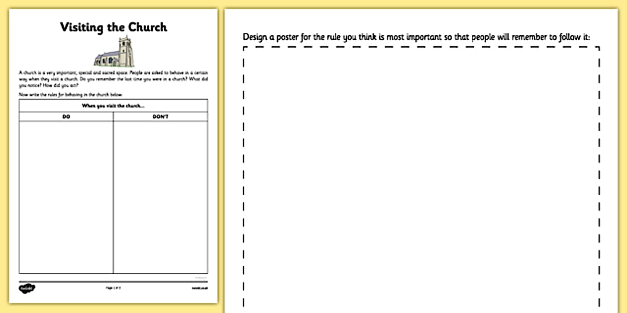 Behaving in the Church Worksheet / Worksheet (teacher made)