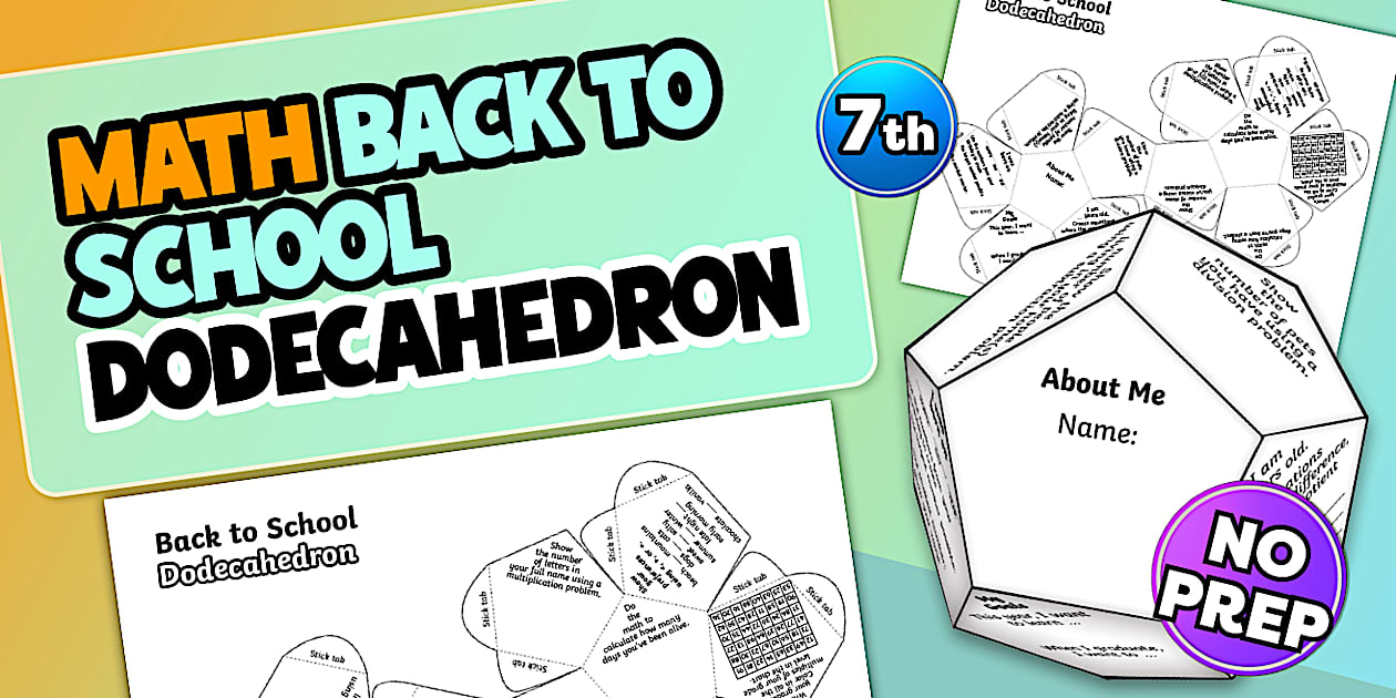 Seventh Grade Math Back to School Dodecahedron - Twinkl