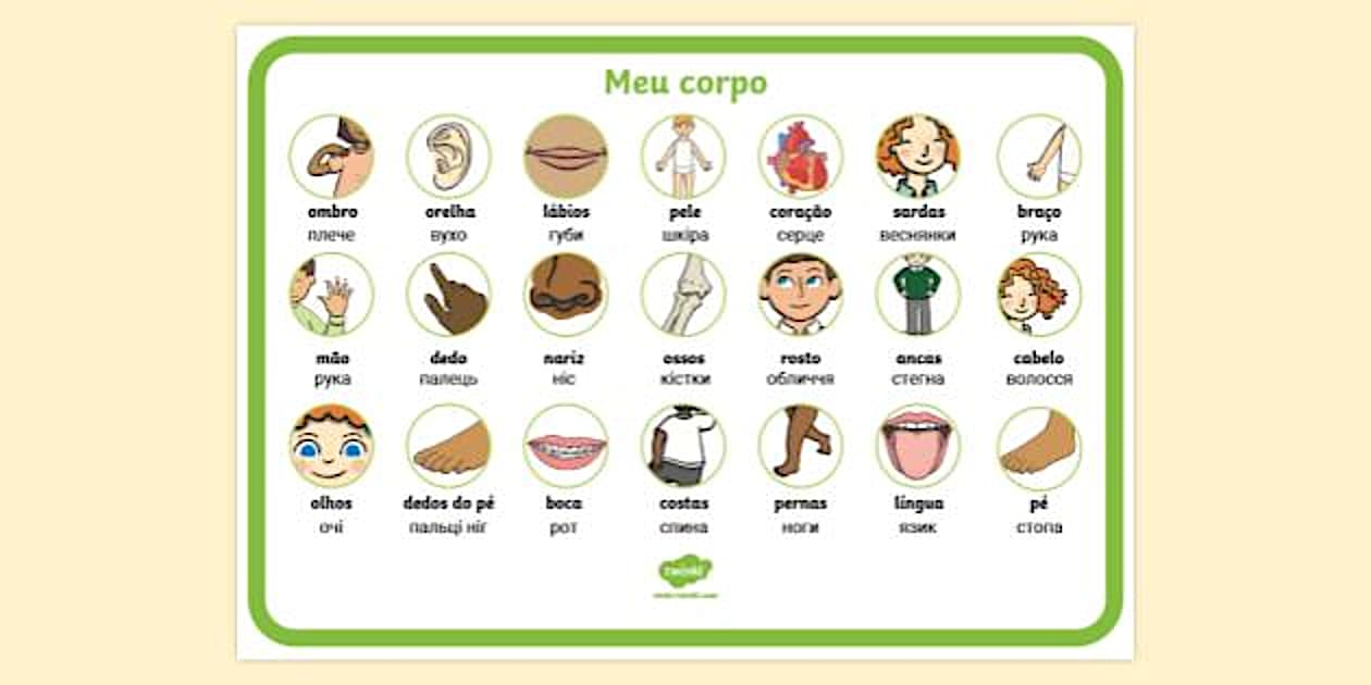 Vocabulário sobre Partes do Corpo - Português/Ucraniano