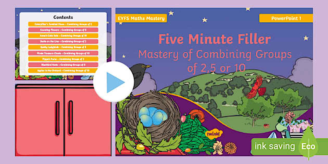 👉 EYFS Maths Mastery: Five Minute Filler Combining Groups of 2, 5 or 10