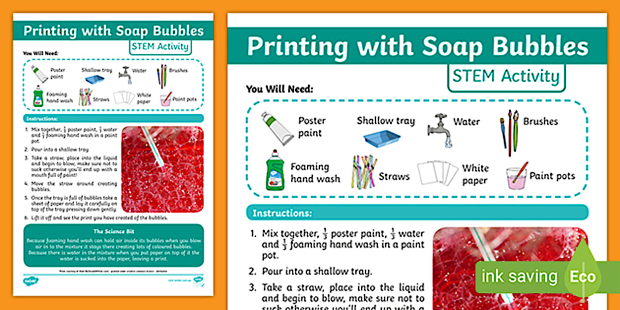 NSW Printing With Soap Bubbles STEM Activity (teacher made)
