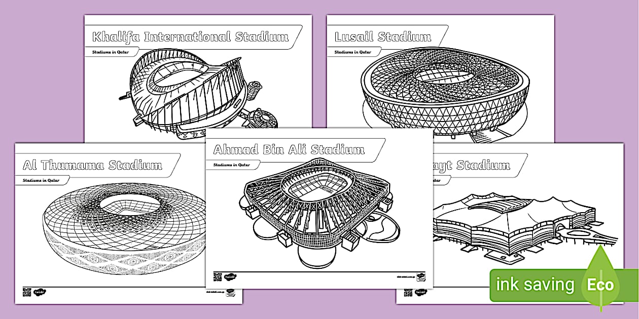 Editable Stadiums in Qatar Colouring Pages (teacher made)