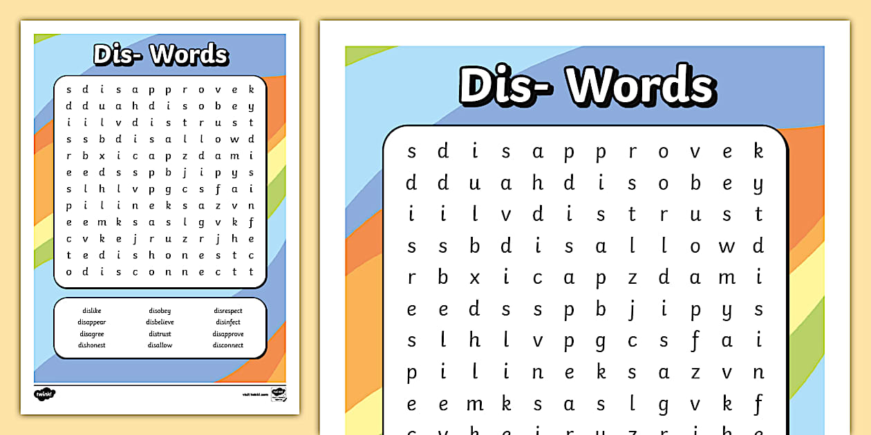 Dis- Words Word Search - Twinkl - KS1 (teacher made)