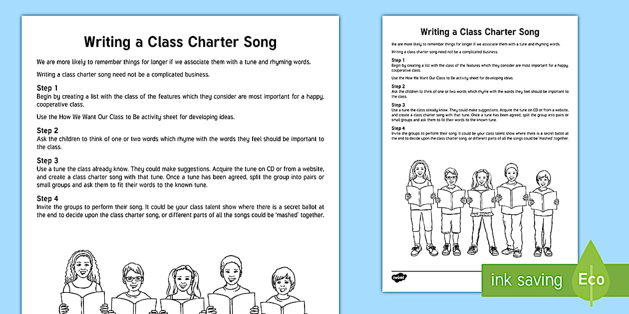 Editable KS2 Writing a Class Charter Song Guide - Twinkl
