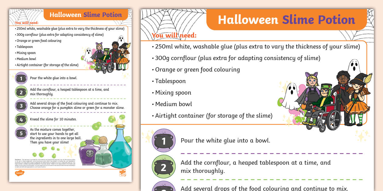 Halloween Slime Potion Instructions - Twinkl