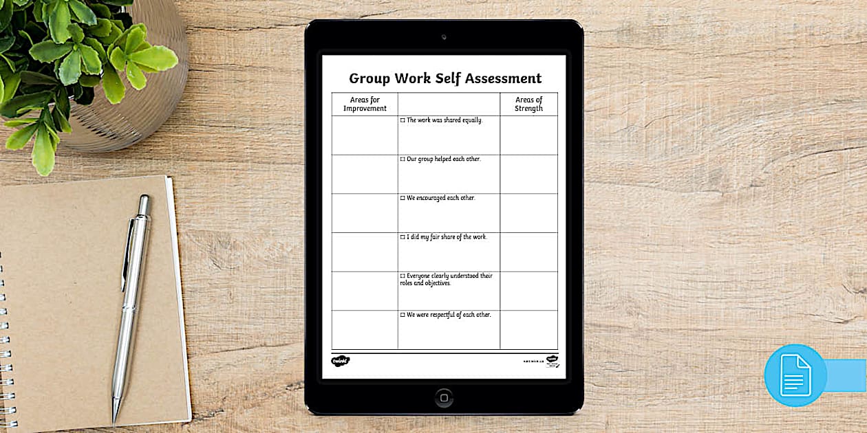 Editable Group Work Self Assessment Single Point Rubric