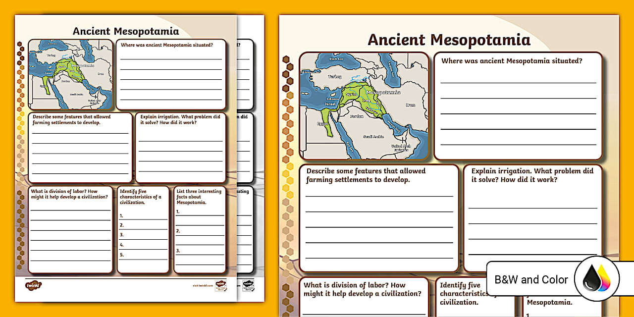 Sixth Grade Ancient Mesopotamia Graphic Organizer - Twinkl