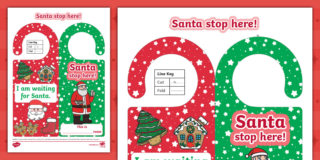 Christmas Door Hanger Worksheet (teacher made) - Twinkl