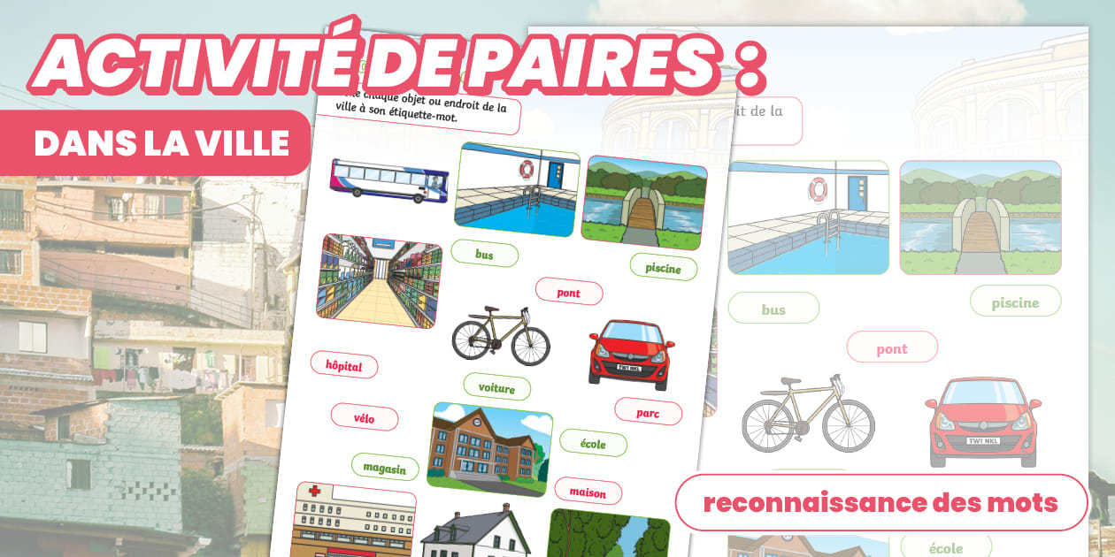 Activité de paires : Dans la ville - Twinkl