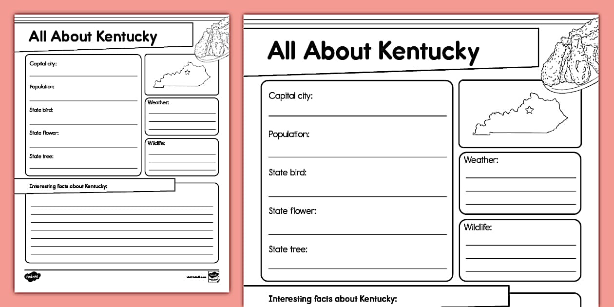 All About Kentucky Research Worksheet (teacher made)