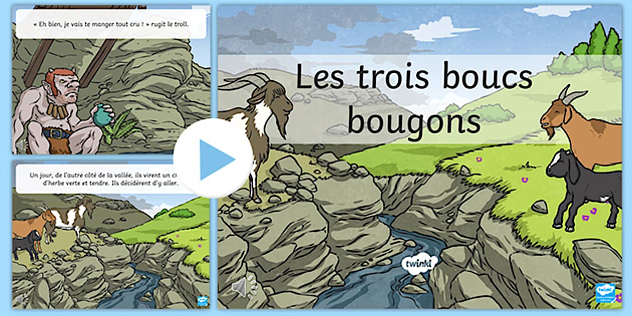 Les trois boucs bougons Story PowerPoint French - Twinkl