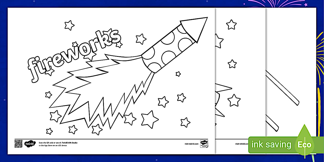 Bonfire Night Colouring Sheets - Fireworks - Primary Art