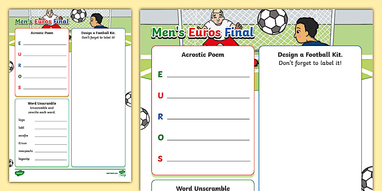 KS1 2024 Men's Euros Final Boredom Buster - Twinkl