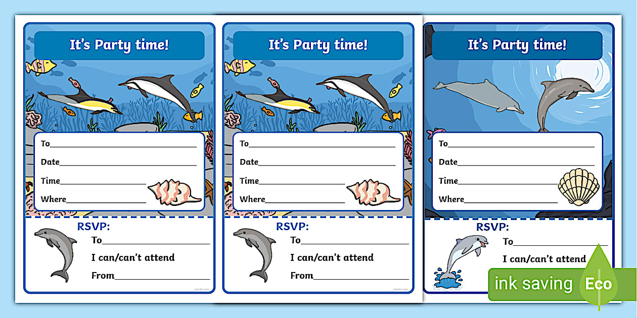 Dolphin-Themed Party Invitations | Twinkl | Party Planning