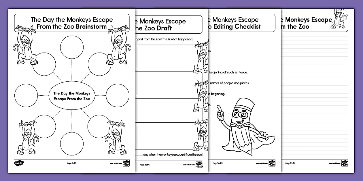 First Grade The Day the Monkeys Escaped From the Zoo Writing