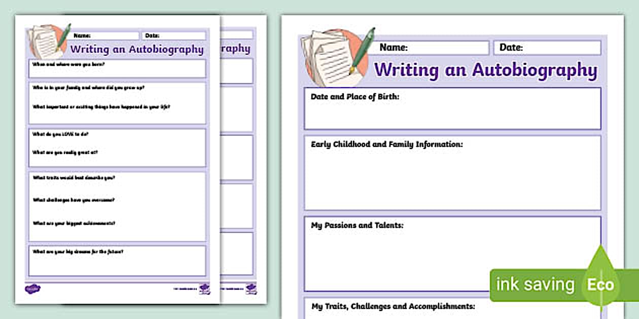 An Autobiography Template for Years 3-4 | Writing Frames