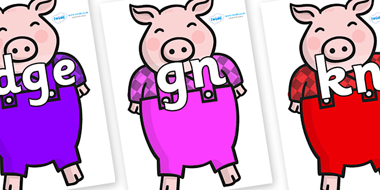 Cursive Silent Letters on Pigs (teacher made) - Twinkl