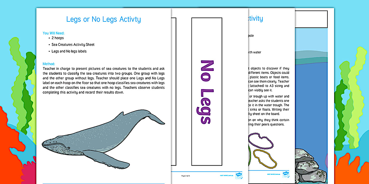 Under The Sea: Legs or No Legs Activity