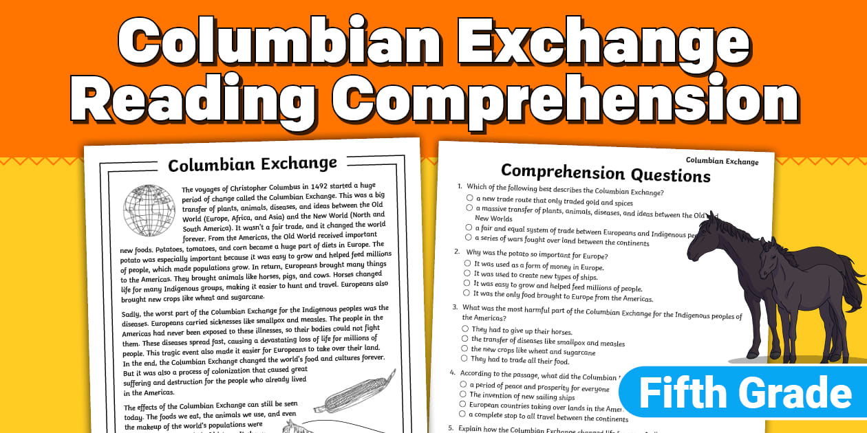 Fifth Grade Columbian Exchange Reading Comprehension