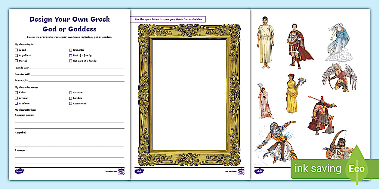 Design Your Own Greek God or Goddess - Twinkl - KS2 History