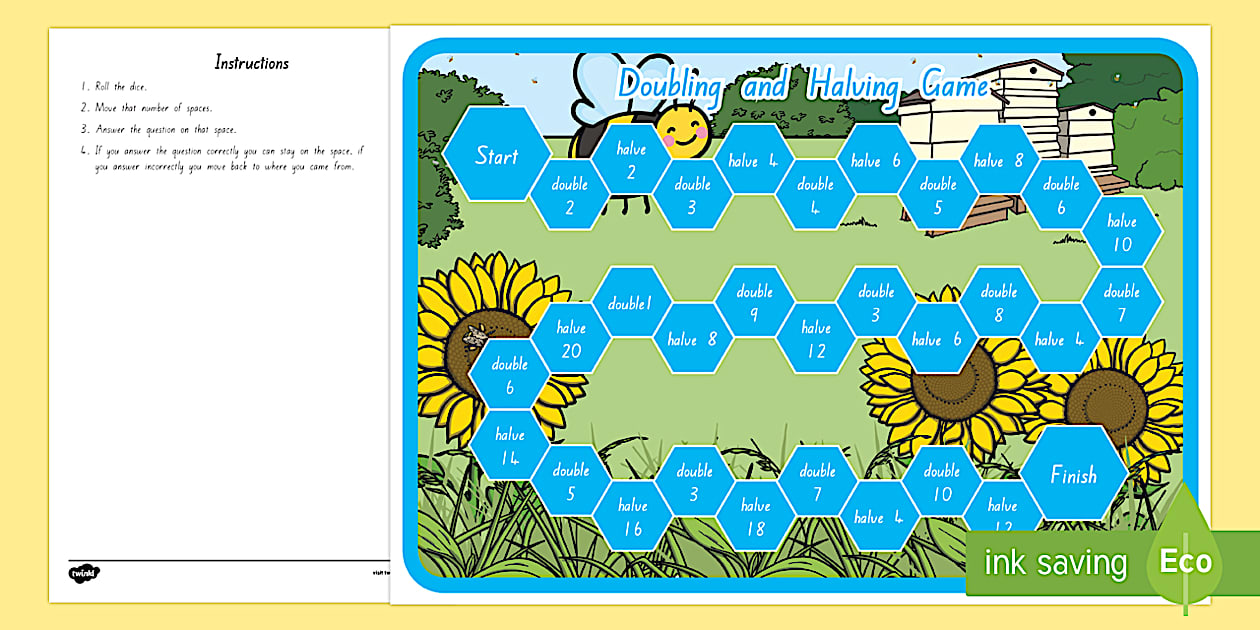 Doubling and Halving Board Game (teacher made) - Twinkl