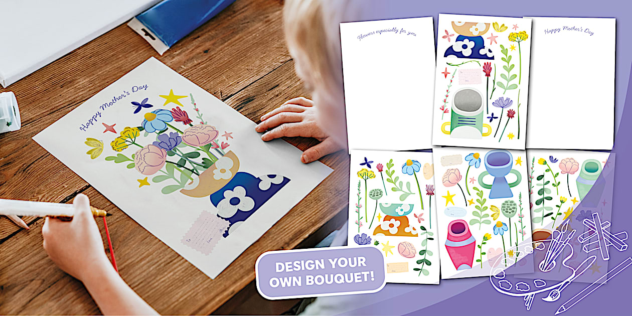 Mother's Day Flower Bouquet Collage Activity Pack