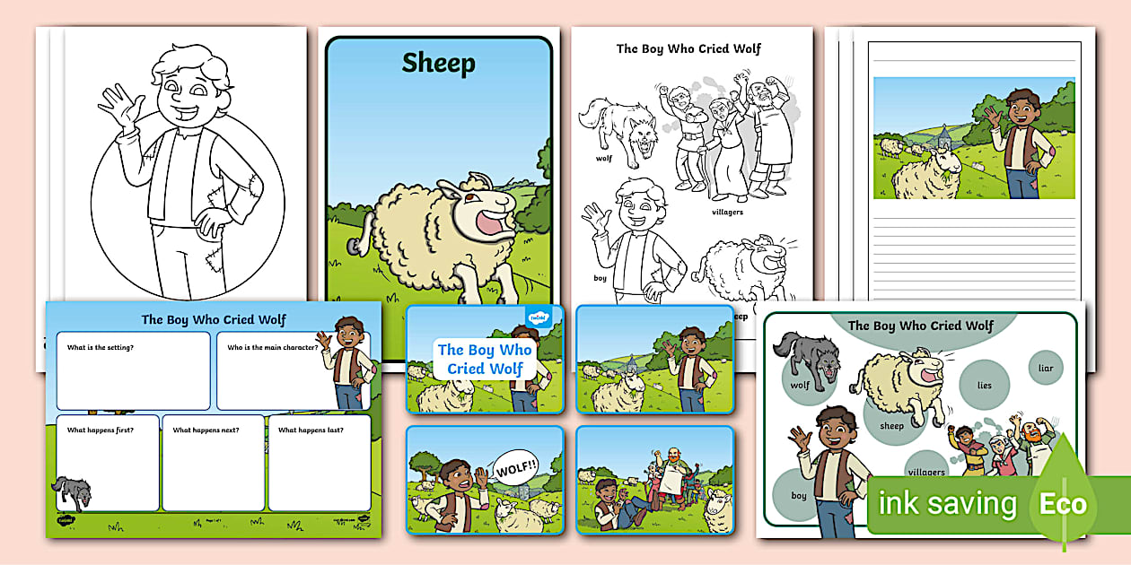 The Boy Who Cried Wolf Story Pack With Pictures PDF - Twinkl