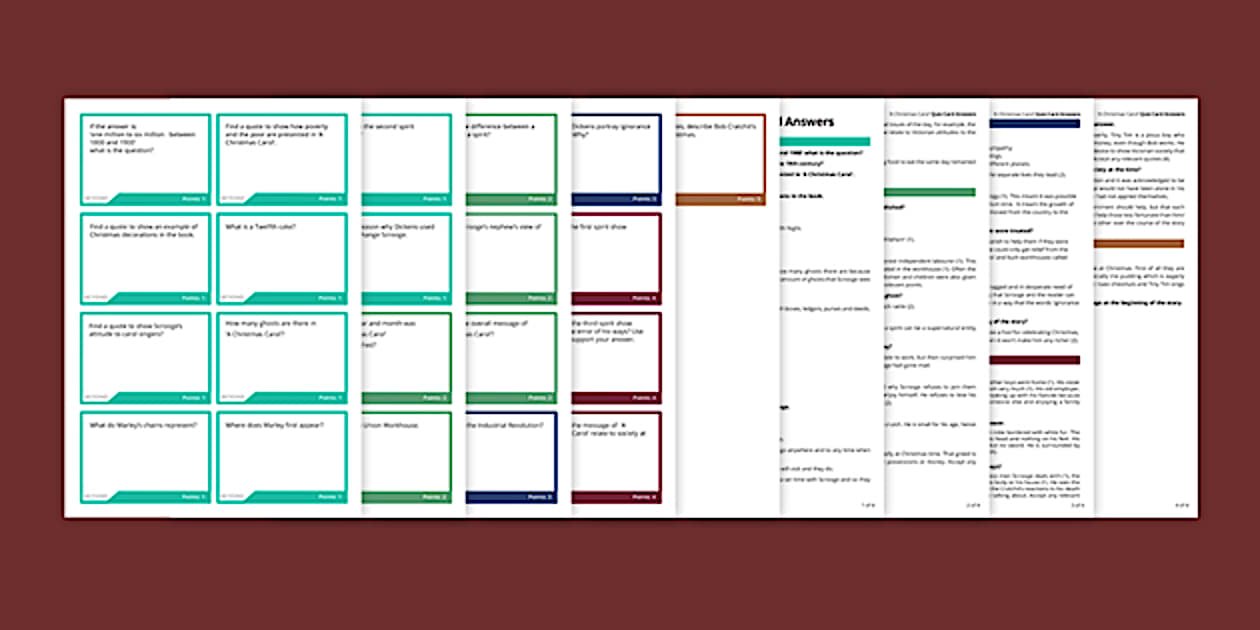 A Christmas Carol Revision Cards Quiz | Beyond - Twinkl