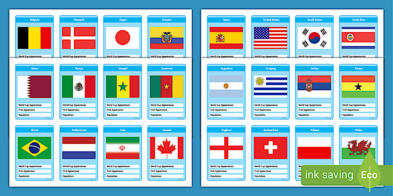 Black and White Blank Men's World Cup 32 Countries Card Game