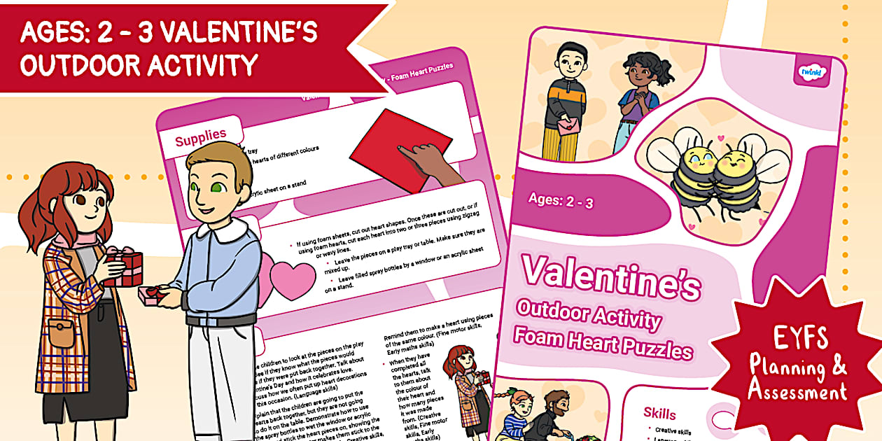 Ages 2 - 3 Outdoor Learning Valentines Foam Heart Puzzles
