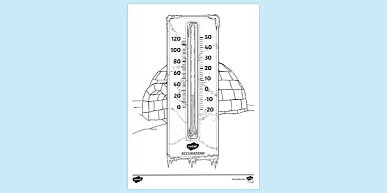 Cold Thermometer Colouring Sheet | Colouring Sheets - Twinkl