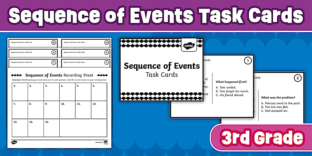 Third Grade Sequence of Events Task Cards