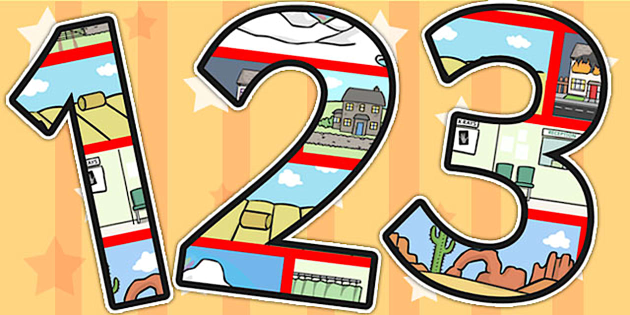 👉 Small World Area Themed A4 Display Numbers - Twinkl