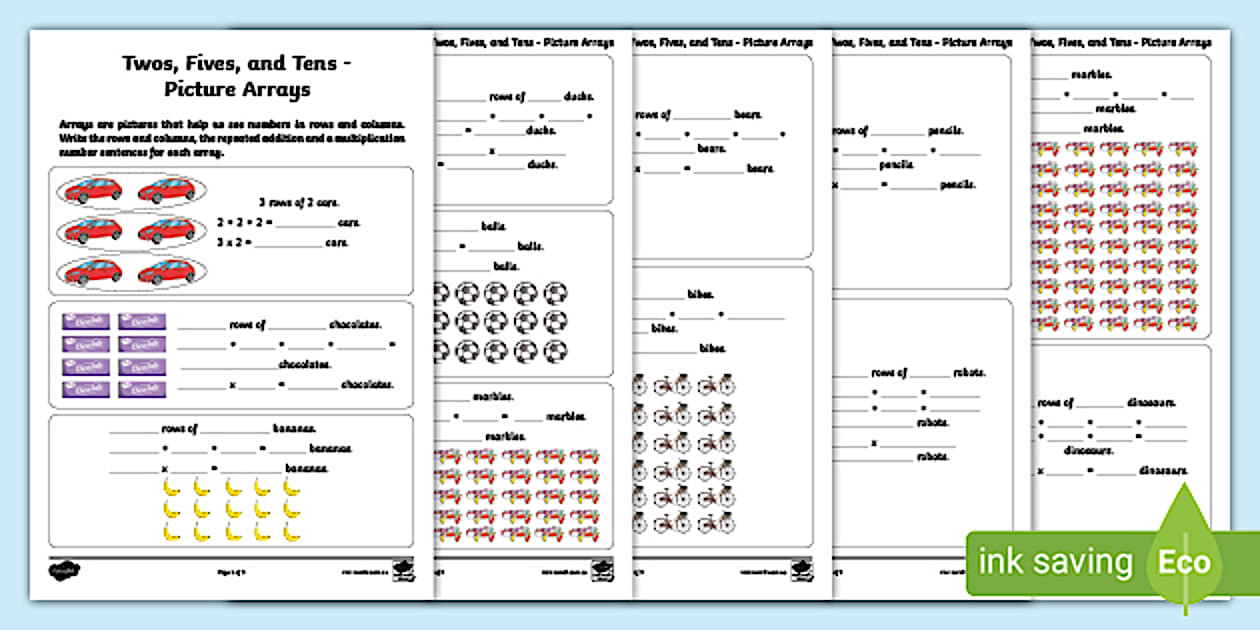 Editable Twos, Fives, and Tens - Picture Arrays - Twinkl