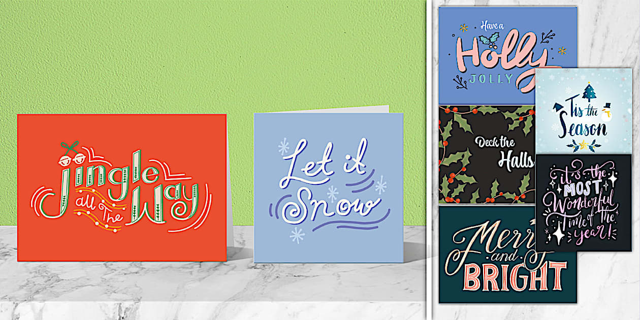 Christmas Sayings Typography Card Pack | Twinkl Party