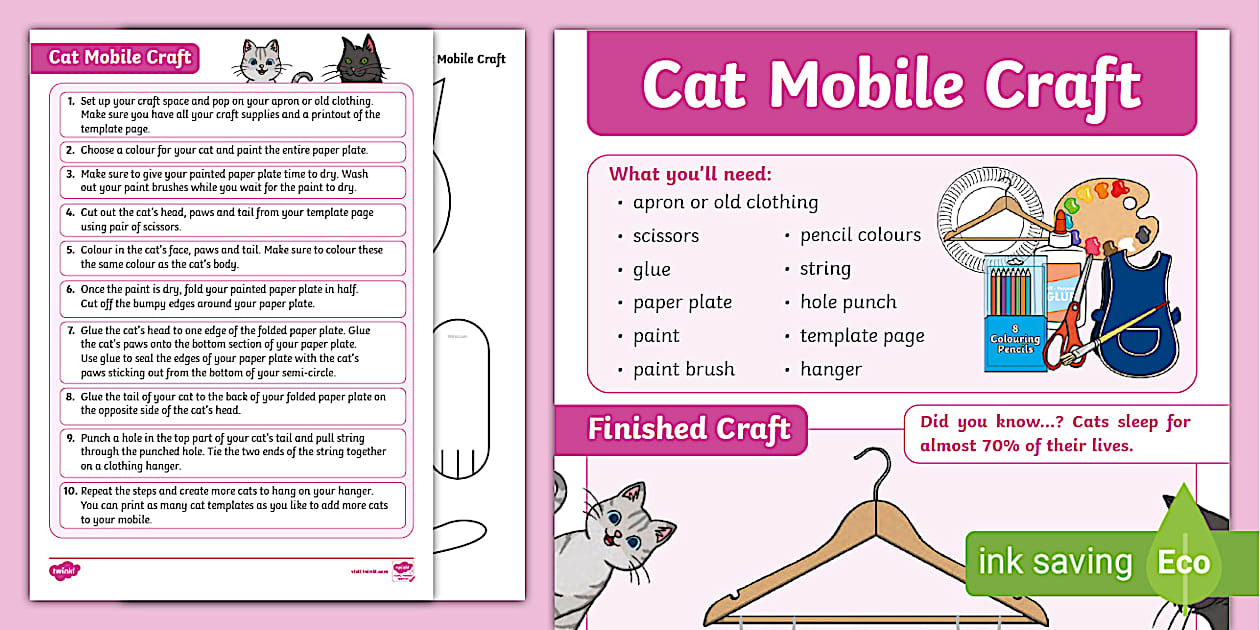 Cat Mobile Craft (Teacher-Made) - Twinkl